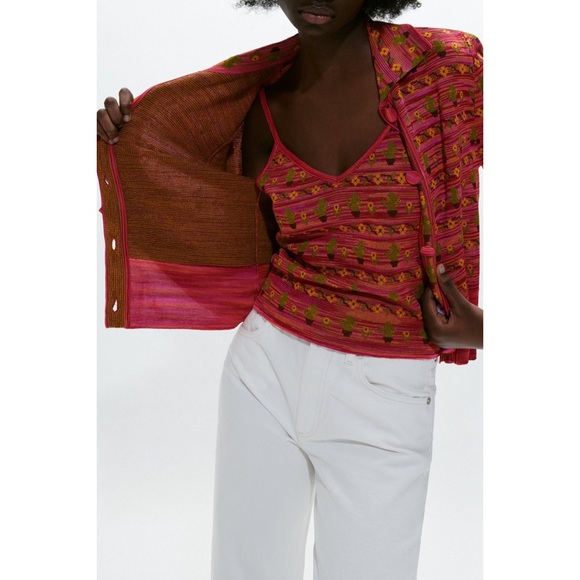 Zara | Sweaters | Zara Small Knit Jacquard Jacket Cottagecore | Poshmark